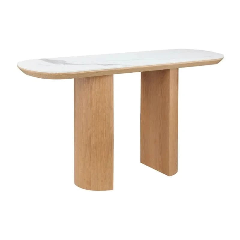 CASPIAN OAK OVAL HALL TABLE/ CONSOLE TABLE NATURALWOODEN LEGS/ WHITE ...