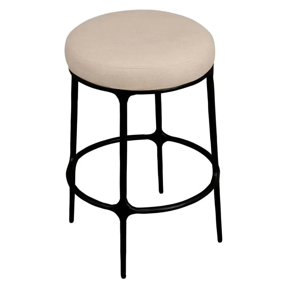 SOREN BLACK KITCHEN STOOL - NATURAL LINEN TOP | MyChocolateWood