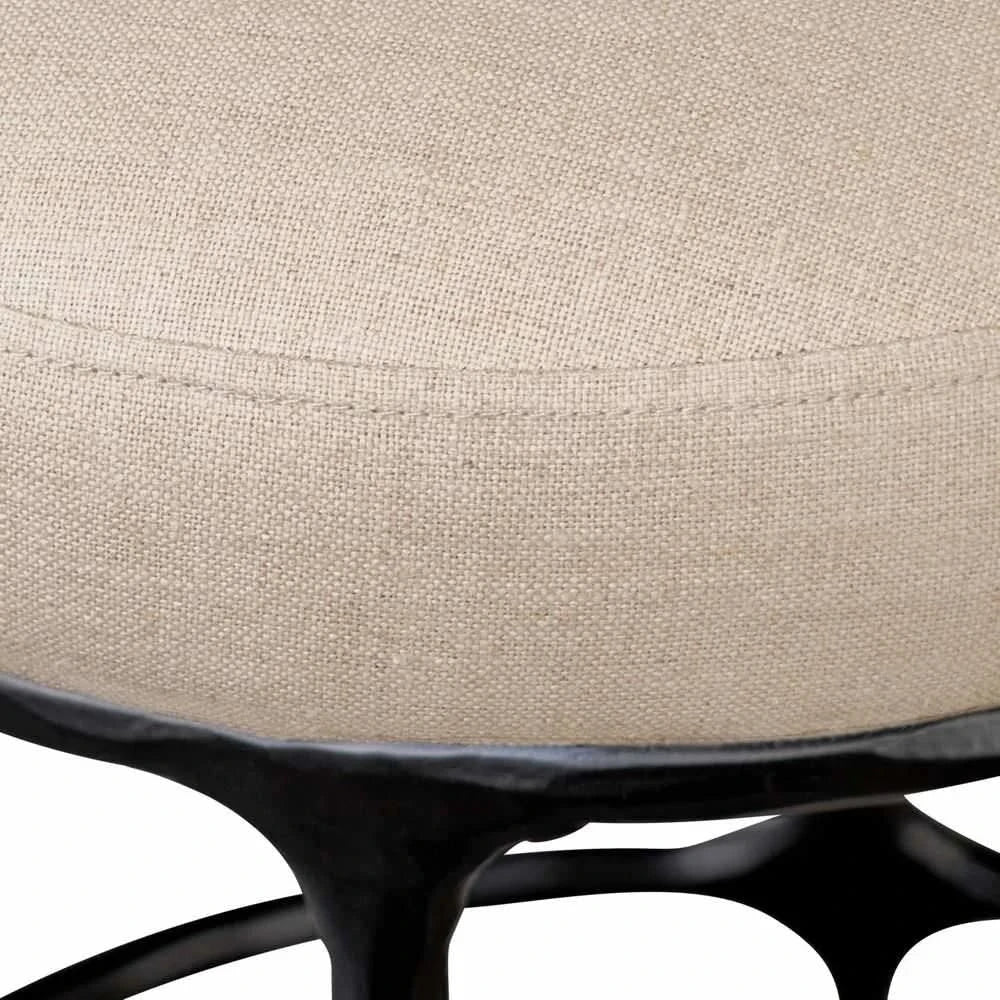 SOREN BLACK KITCHEN STOOL - NATURAL LINEN TOP | MyChocolateWood