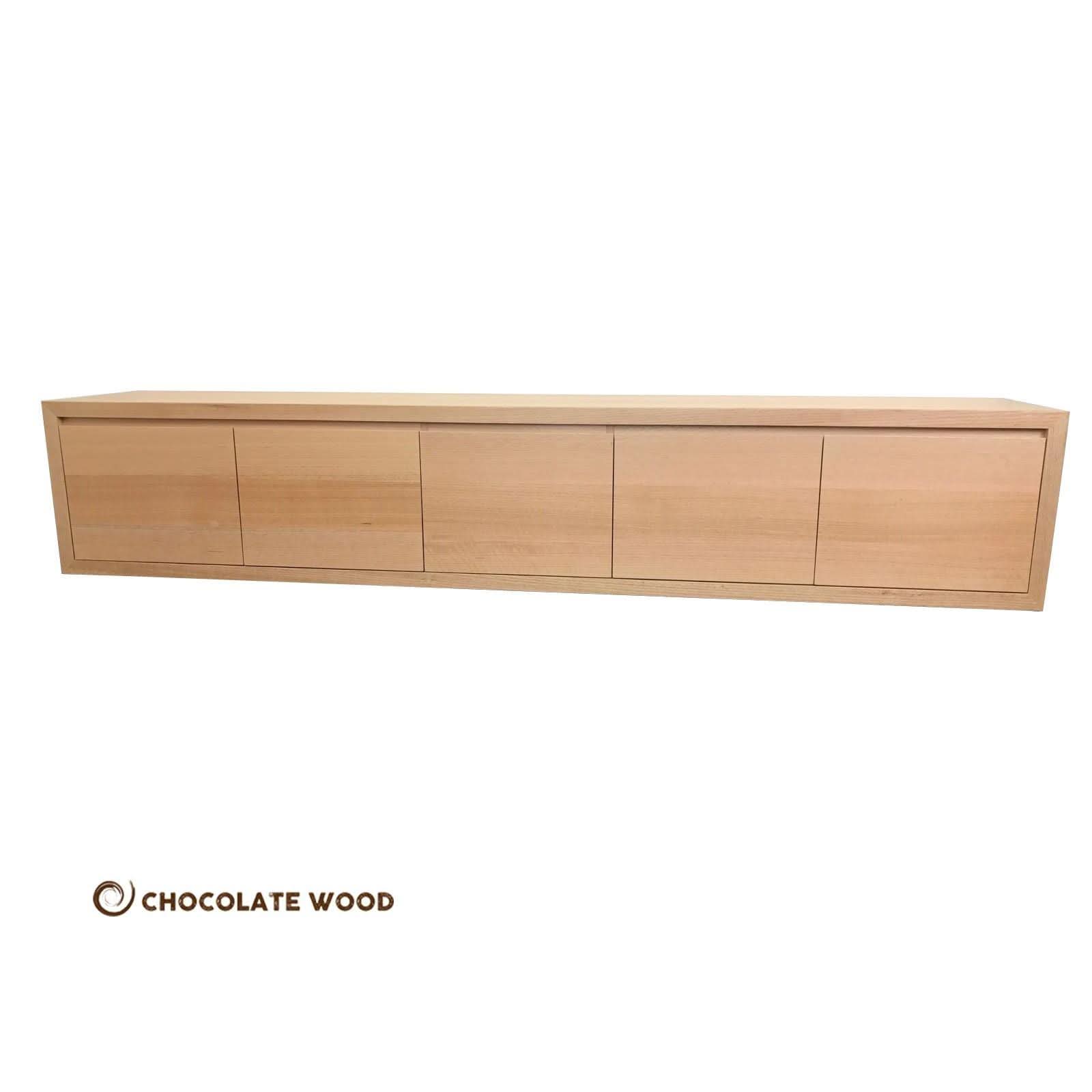 ANGEL SOLID WALL MOUNTED TASSIE OAK TV/ENTERTAINMENT UNIT WITH 5 DROP ...