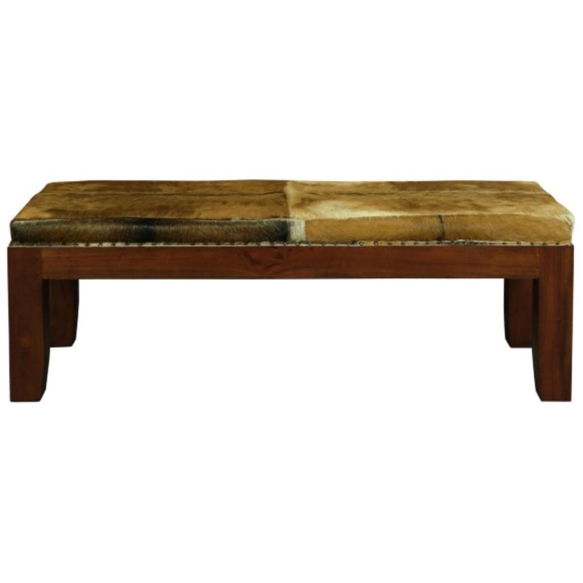 ASHMORE SOLID MAHOGANY TIMBER DOUBLE BENCH WITH GOAT HIDE SEAT ...