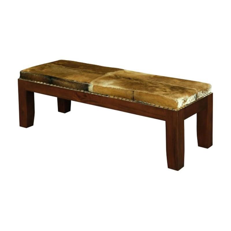 ASHMORE SOLID MAHOGANY TIMBER DOUBLE BENCH WITH GOAT HIDE SEAT ...