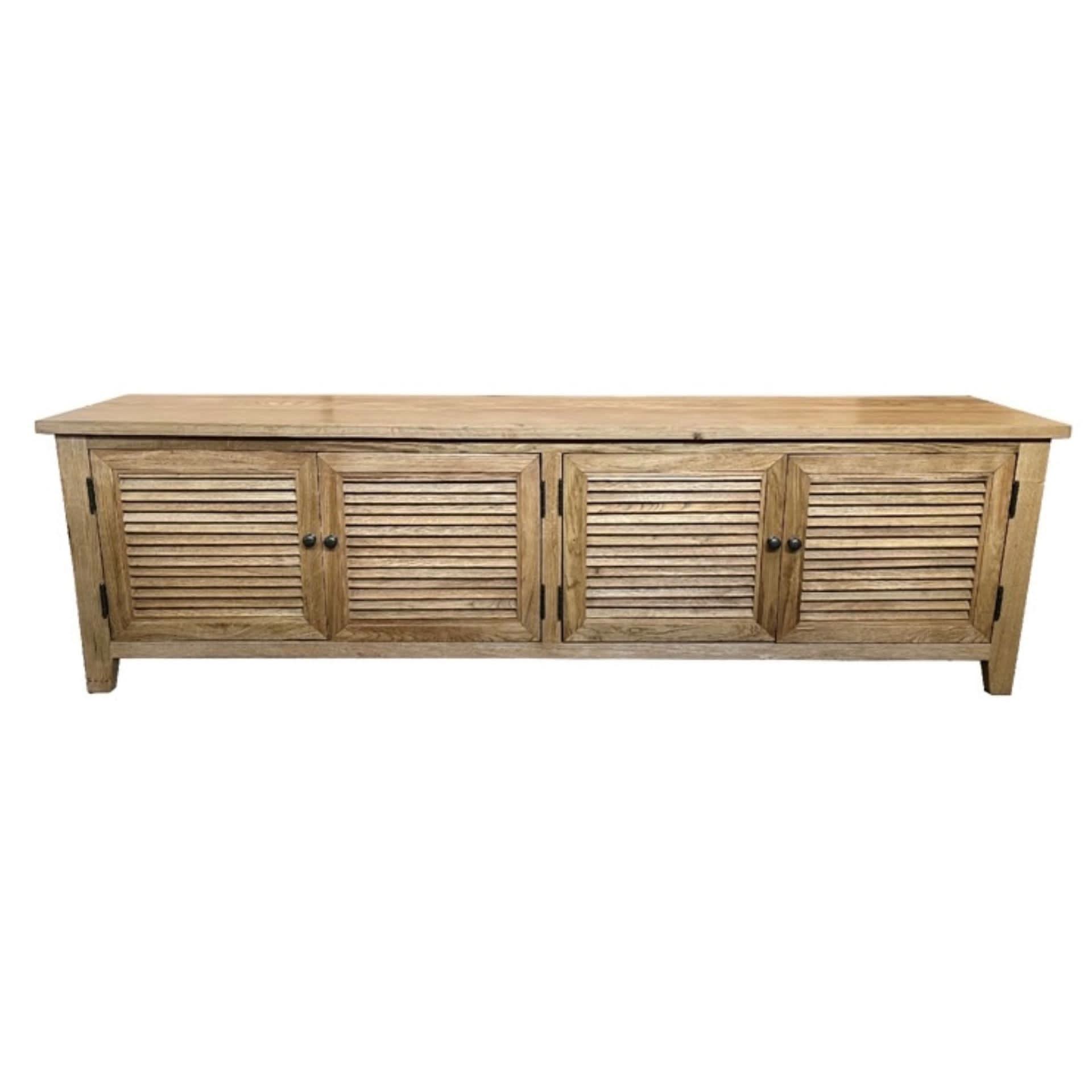 PALM BEACH LOUVRE STYLE TV/ENTERTAINMENT UNIT - 4 DOORS - SOLID OAK ...
